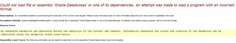 Could Not Load File Or Assembly ‘oracle Dataaccess Or One Of Its